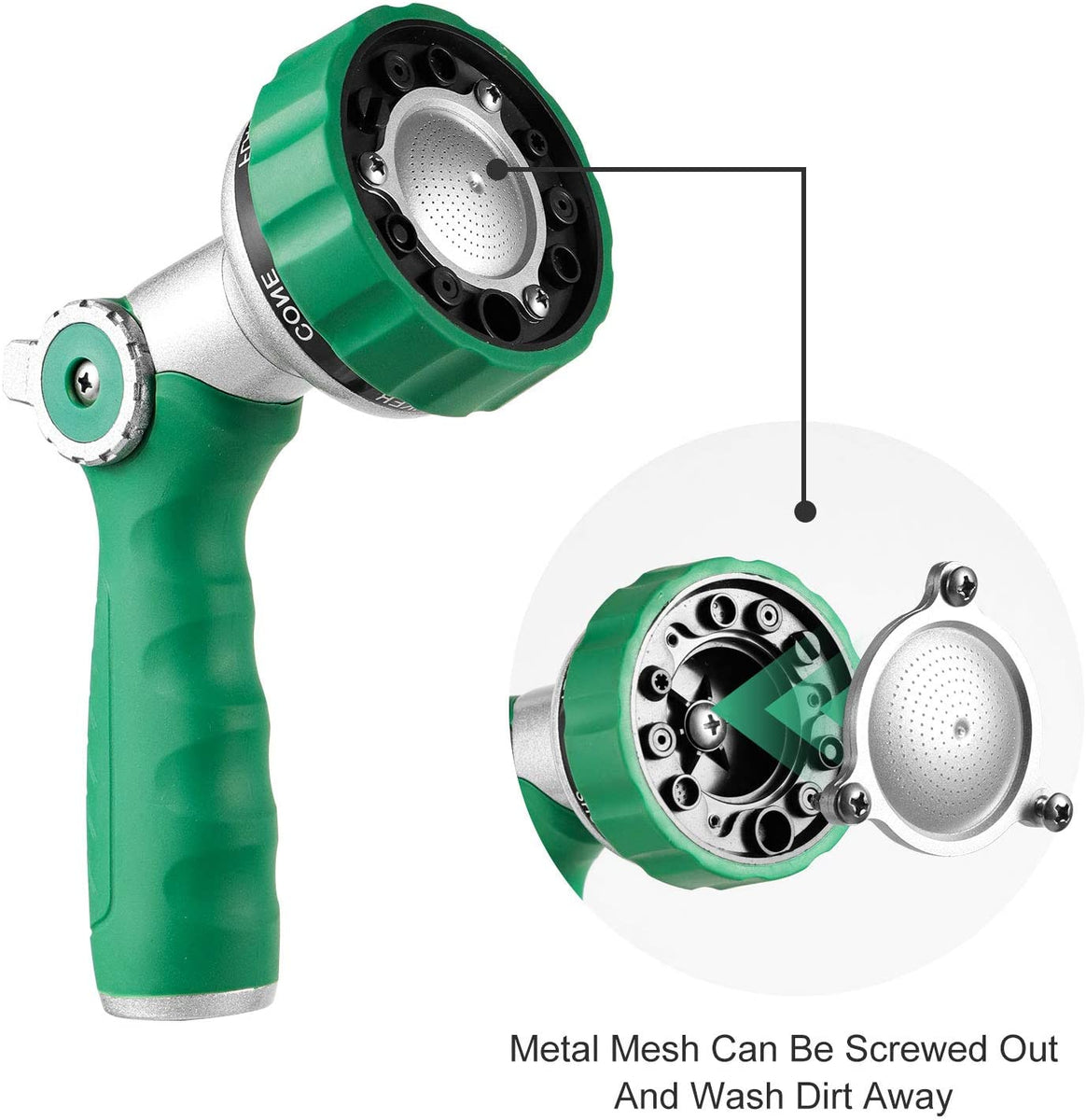 GREEN MOUNT Water Hose Spray Nozzle with Thumb Control (Green)